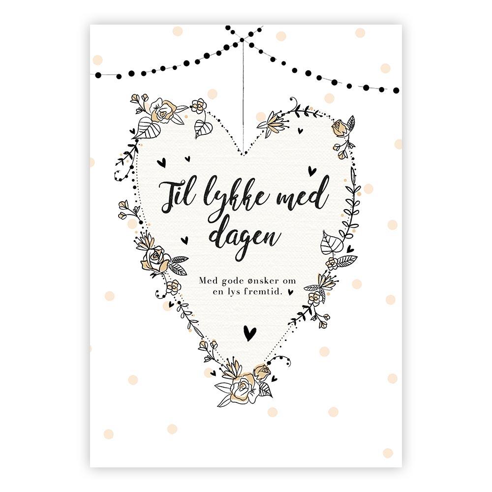 Dobbelt bryllupskort Til lykke med dagen A6 dobbelt kort - Inspirasjon Forlag AS